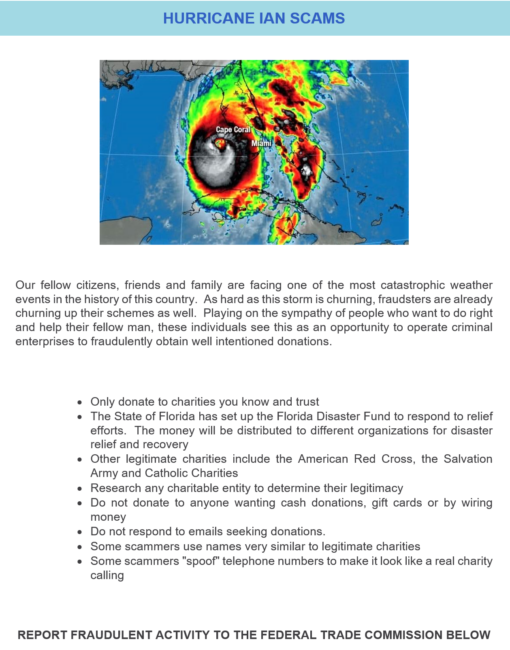 Beware of Hurricane Ian relief scams | SECU Credit Union